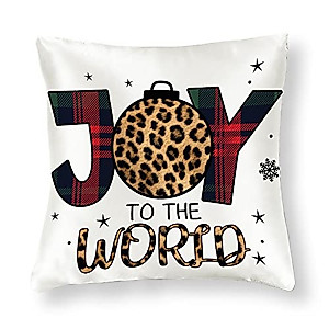 Joy to The World Decorative Throw Pillows for Couch 18x18 Winter Snowman Snowflakes Modern Cooling Silk Pillow Shams for Sofa Bedroom Car Couch Zippered Thanksgiving Gifts