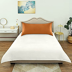 xigua Satin Pillowcase Plain Rust Orange Solid Color Silk Satin Pillowcase for Hair and Skin Satin Pillow Cases with Envelop Closure 20x26 in