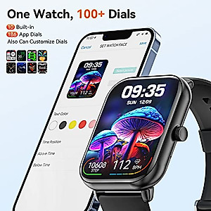Smart Watch 1.96″ with Bluetooth Call Message Alert, Smart Watch for Men with Heart Rate Blood Pressure Blood Oxygen Sleep Body Temperature Monitoring, 350mAh with 100+ Sports Modes for iOS, Android