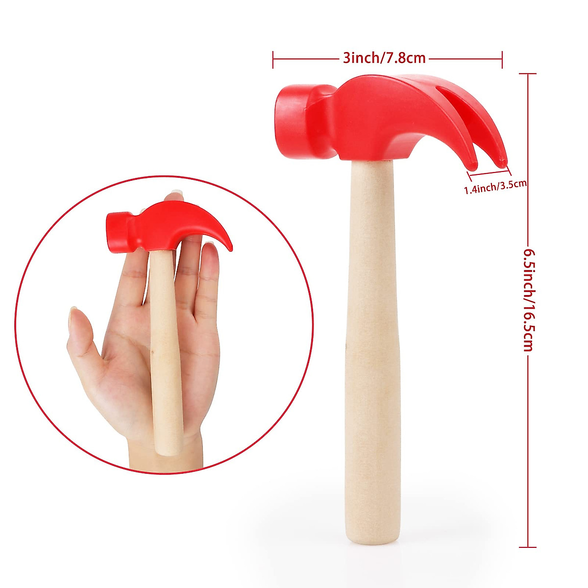 Fowecelt Wooden Hammer Toys Simulation Hammers Maintenance Tools Educational Toys for Kids Birthday Party Games Supplies