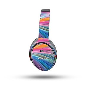 MightySkins Skin Compatible with Bose QuietComfort 35 II Headphones - Rainbow Waves | Protective, Durable, and Unique Vinyl Decal wrap Cover | Easy to Apply, Remove, and Change Styles