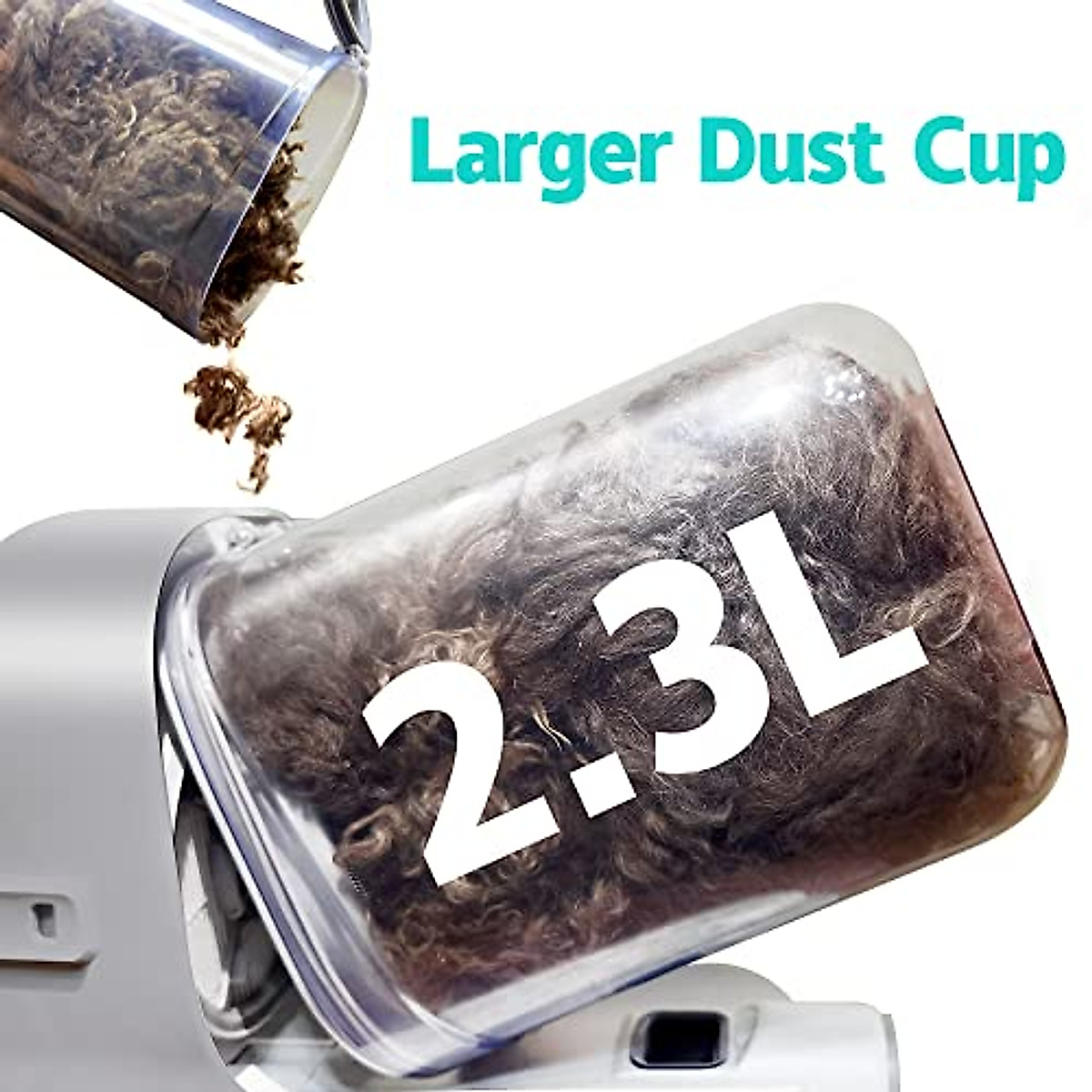 LMVVC Dog Grooming Kit Low Noise, Pet Grooming Clippers 2.3L Vacuum Suction 99% Pet Hair with 5 Grooming Tools for Dog Cat Vacuum for Shedding Grooming (Grey & White)