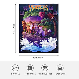 BIKKIA Cats Cartoon Blankets Anime Warriors Throw Blankets for Adult Kids 50"x40"