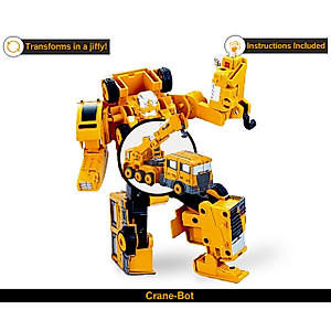 Big Mo's Toys Tractor Robot Construction Set- 5 pcs TransTruck Transforming Tracktors to Robots STEM Action Figures DIY Set- Holiday, Birthday Gift Toys for Kids