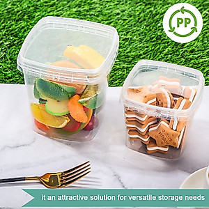 60 Pack Square Clear Plastic Deli Containers with Lids 32 oz 16 oz Stackable Tamper Proof Airtight Food Storage Containers Square Plastic Jars for Food Prep Freezer Kitchen Restaurant Supplies