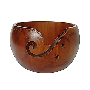 Natural Wooden Yarn Storage Bowl Organizer Knitted Crocheted Sewing Holders
