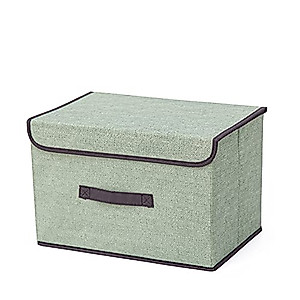 ZIQIAO Non Woven Storage Box, Fabric Multifunctional Fordable Thick Storage Baskets, Used for Wardrobes, Clothes, Books, Cosmetics, Toys, etc. (Green, 14.17x9.06x9.45 inches)
