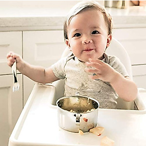 Kiddobloom Children Stainless Steel Dinnerware Set, Frog (1 Bowl, 1 Cup, 1 Divided Plate). High grade stainless #304. Elegant Gift for Baby, Toddler, and Kids.