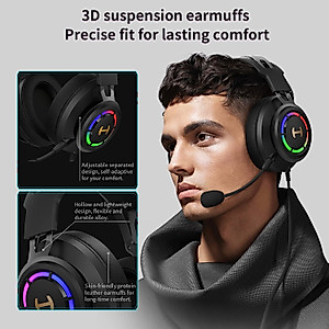 Edifier G35 PC Gaming Headset Hi-Res Sound Quality USB Over-Ear Headphone with 7.1 Surrounding Sound, 50mm Hybrid Driver, ENC Noise Cancelling Mic, 16.8m RGB Light for PC PS4 Mac Laptop Desktop Black