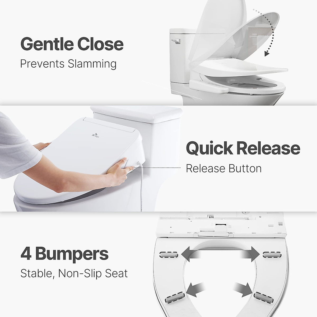 SK magic BID-018D Electric Bidet Toilet Seat Elongated| Adjustable Warm Water, Warm Air Dryer| 360° Self-Cleaning Nozzle| Easy Installation| Heated Toilet Seat