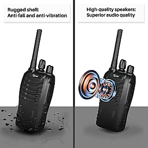 TIDRADIO TD-V2 Walkie Talkies for Adults Long Range, Frequency Copy, Rechargeable Two Way Radio Earpiece with MIC,16 Channels Handheld Walkie-Walkie for Kids(2 Pack, Black)