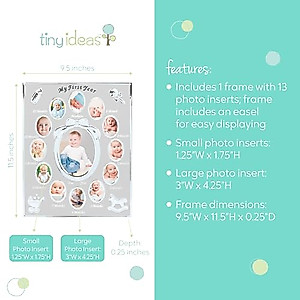 tiny ideas Baby's My First Year 12-Month Picture Frame, Silver