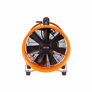 VEVOR 12 Inch Utility Blower Fan, 2 Speed 2894 CFM Heavy Duty Cylinder Axial Exhaust Fan with 33ft Duct Hose, Industrial Portable Ventilator for basements, warehouse, Workshop, or Confined Space