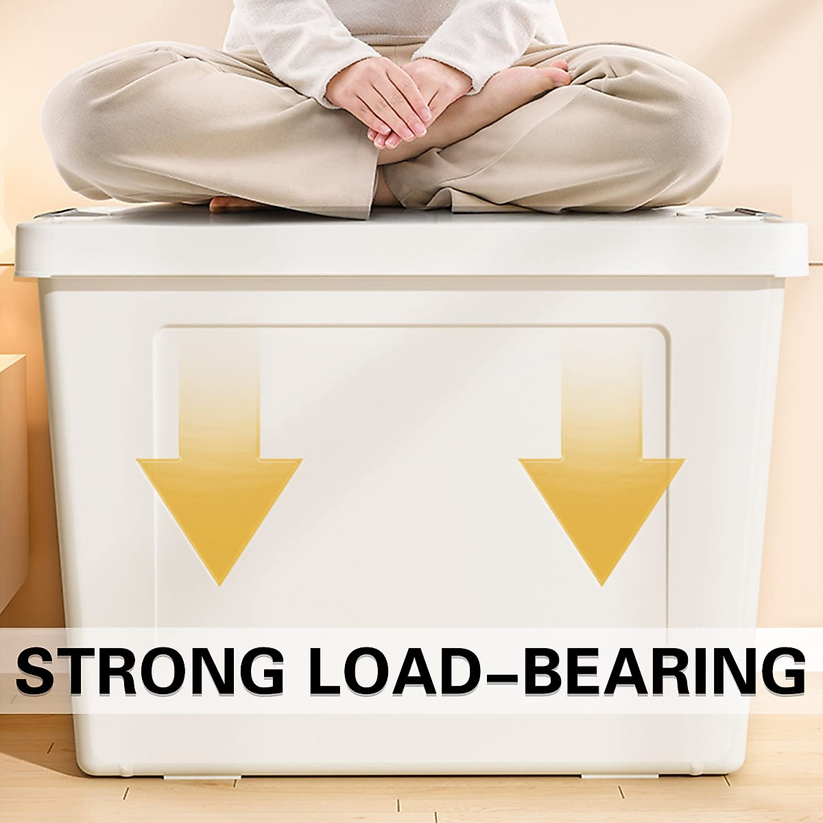 AnHome Heavy Duty Storage Container Clear Plastic Storage Bins Waterproof Foldable Utility Tote Organizing Container Box with Buckle Down Lid Collapsible Storage Box for Clothes Garage Outdoor Etc