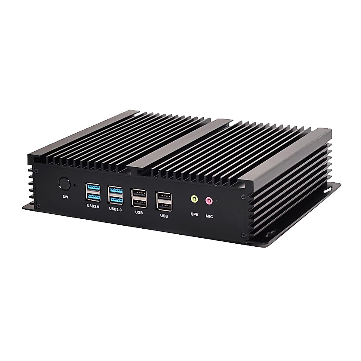 HUNSN Fanless Industrial PC, Mini Computer, I3 4005U 4010U 4030U, Windows 11 / Linux Ubuntu, IM04, 2 x HDMI, 2 x LAN, 6 x COM, 4 x USB3.0, 4 x USB2.0, 8G RAM, 128G SSD