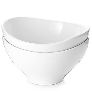 DOWAN 8 Inch Large Salad Bowls, 45 Oz Ceramic Serving Bowls, White Deep Bowls Set for Salad, Pasta, Soup, Ramen, Popcorn, Noodle, Pho, Gifts for Christmas,Set of 2
