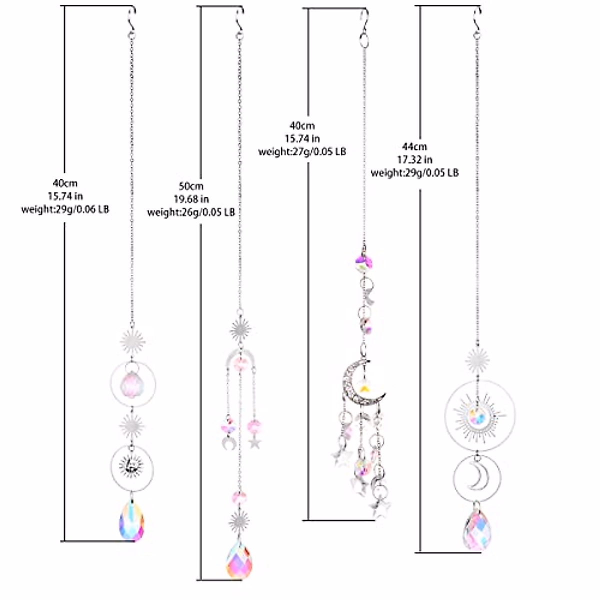 Artilady Sun Catchers Indoor Window - 4 Pack Crystal Suncatcher Kit Stained Glass Window Hanging Rainbow Maker Garden Backyard Ceiling Decor for Bedroom for Mother Daughter