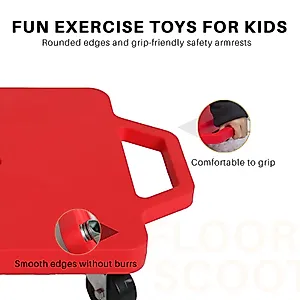 romrex 2 Plastic Scooter Boards with Handles for Kids Sitting and Sports Training, with 1 Ring, 2 Ropes and 4 Beanbags, Indoor and Outdoor Play