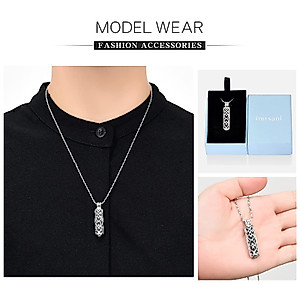 Imrsanl Stainless Steel Cremation Jewelry Ashes Cylinder Vial Urn Necklace for Ashes Charm Memorial Keepsake Cremation Pendant Jewelry (Black)