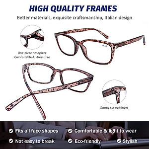 DOOViC 4 Pack Computer Reading Glasses Blue Light Blocking Anti Eyestrain Spring Hinge Stylish Readers for Women 2.00 Strength