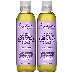 SheaMoisture Skin Care, Bath, Body & Massage Lotion & Oil Moisturizer for Sensitive Skin, Lavender, Wild Orchid, Shea Butter, Pack of 2-8 Oz Ea
