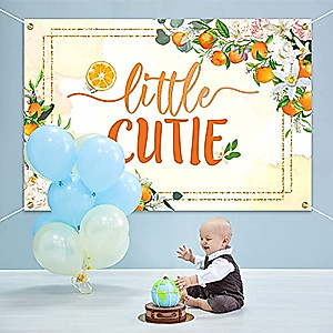 HAMIGAR 6x4ft Little Cutie Banner Backdrop - Fall Baby Shower Decorations Party Supplies for Boys Girls - Orange