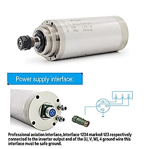 RATTMMOTOR CNC Spindle Motor, 3KW Water Cooled Spindle Motor 220V 12A ER20 Spindle 4-Bearings 100mm Spindle Motor 400HZ 3-Phase for CNC Router Engraving Milling Machine