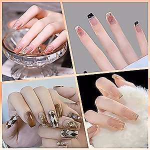 GoLashFun 500PCS French Nail Tips Half Cover,CLear Lady French Style Acrylic Half Square False Nail Art Tips 10 Sizes Artificial Fake Nails for Nail Manicure Salon