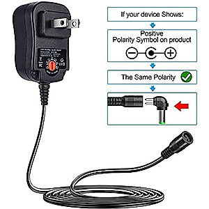 Aisilk Multi-Voltage AC DC Power Adapter 3V-12V 1000mA 1A Max 12W Universal Switching AC/DC Charger W/ 8 Adapter Plugs Compatible with 3V 4.5V 5V 6V 7.5V 9V 12V Electronic Devices