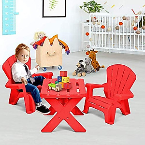 HAPPYGRILL Toddler Table Chairs Set Children Plastic Furniture Set Chair Table for Patio Garden