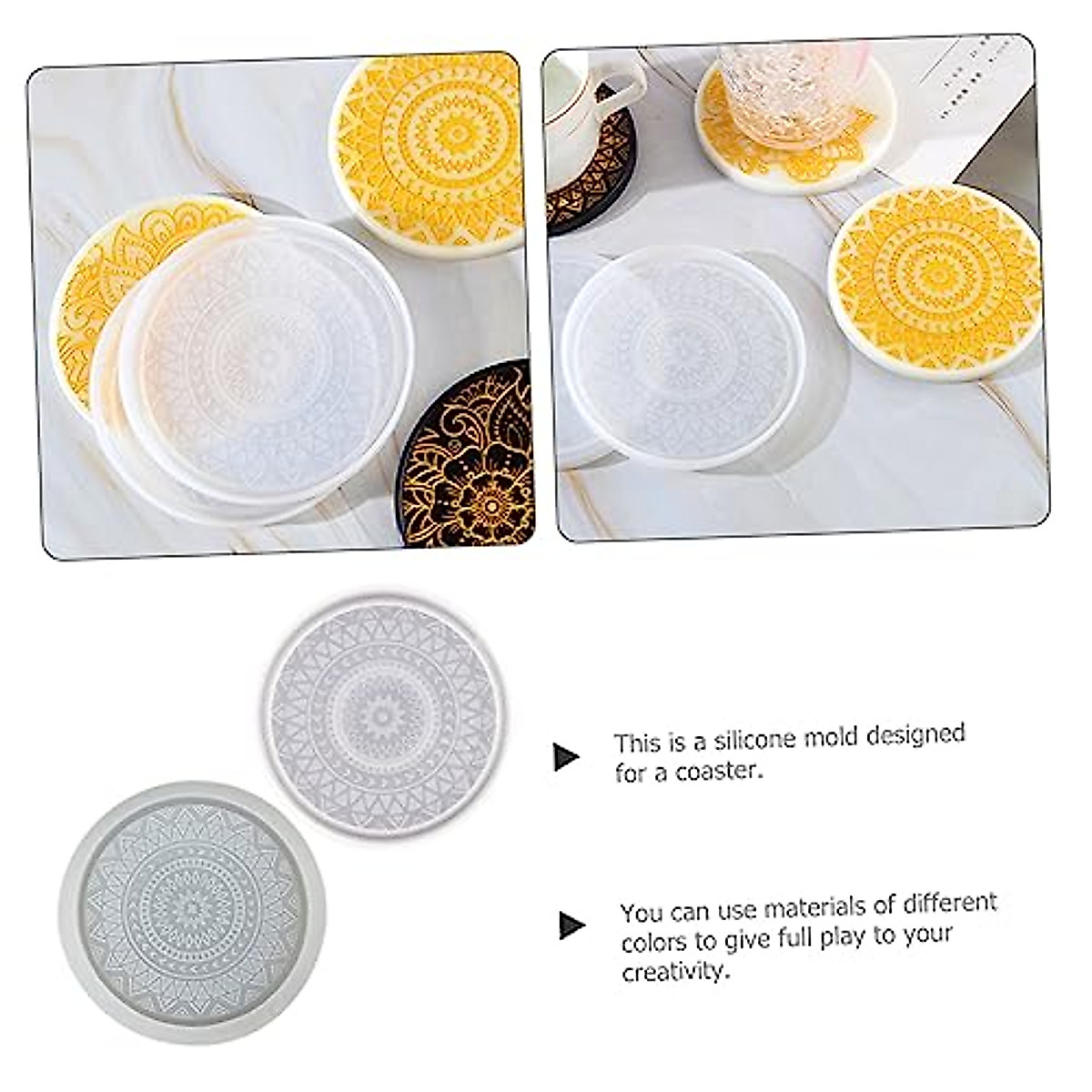 TEHAUX 2pcs House Decorations for Home Tool Tray Silicone Molds Silica Gel Silicone Coaster Mould Coaster Mold Silicone Tray Mold Base Diffuser Stone Epoxy Mold Round Tea Coaster