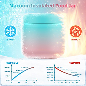 TIME4DEALS Kids Thermo Insulated Food Jar for Hot Food - 13.5oz Food Thermo for Kids Stainless Steel Lunch Containers Wide Mouth Leak Proof with Lids Airtight for Girls (Candy)