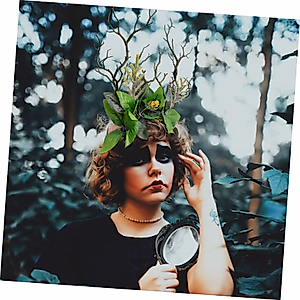 FRCOLOR Green Branch Crown Woodland Headband Halloween Goth Antler Headpiece Floral Fairy Hairband for Women Girls Branch Leaves Hair Accessories