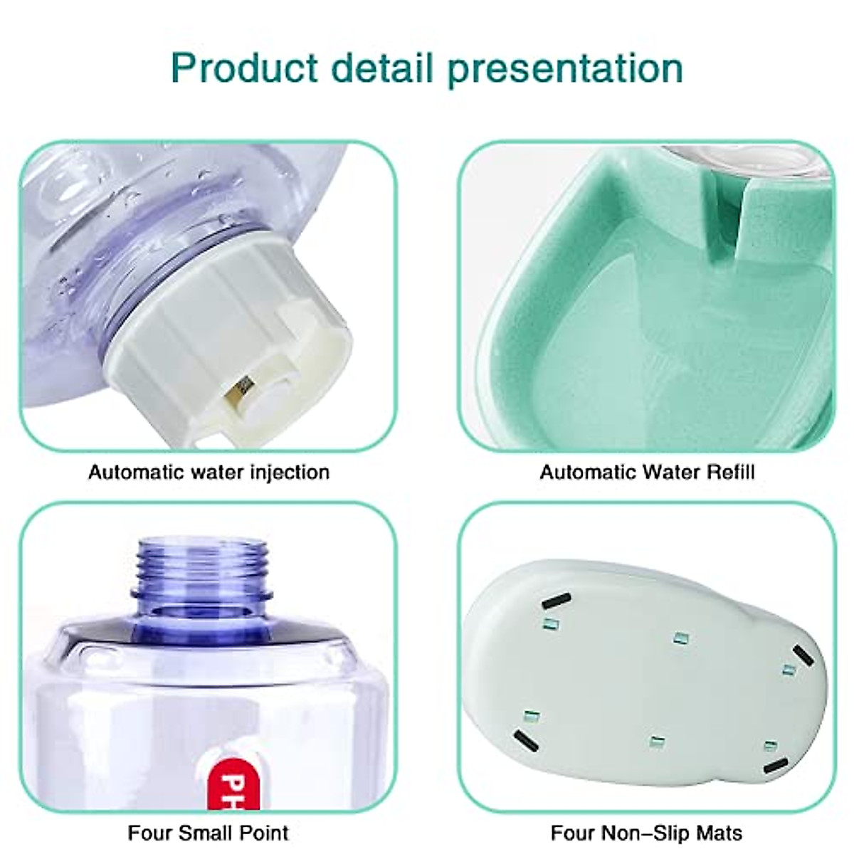 PHABULS Dog Water Dispenser 1 Gallon Pet Water Dispenser Automatic Cat Feeder Large Capacity for Small and Medium Sized Pets（Green Water）