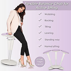 Giantex Wobble Stool Height-Adjustable Standing Desk Stool W/Swivel, Tilt Motion, Premium Airlift, Wiggle Chair for Flexible Seating, for Junior, Home, Office, School Active Chair (Violet+White)