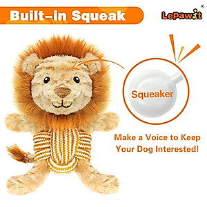 Lepawit Squeaky Dog Toys, Cute Lionet with Rope for Teething, Durable Dog Chew Toys for Small and Medium Dogs
