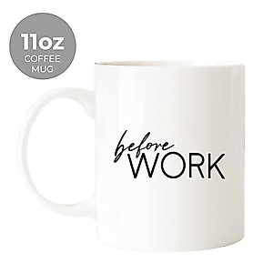 Canopy Street Before Work And After Work Mug And Stemless Wine Glass Set/Funny Clever Humor Drinkware/Coworker Coffee Mug Present/New Job Beverage Gift