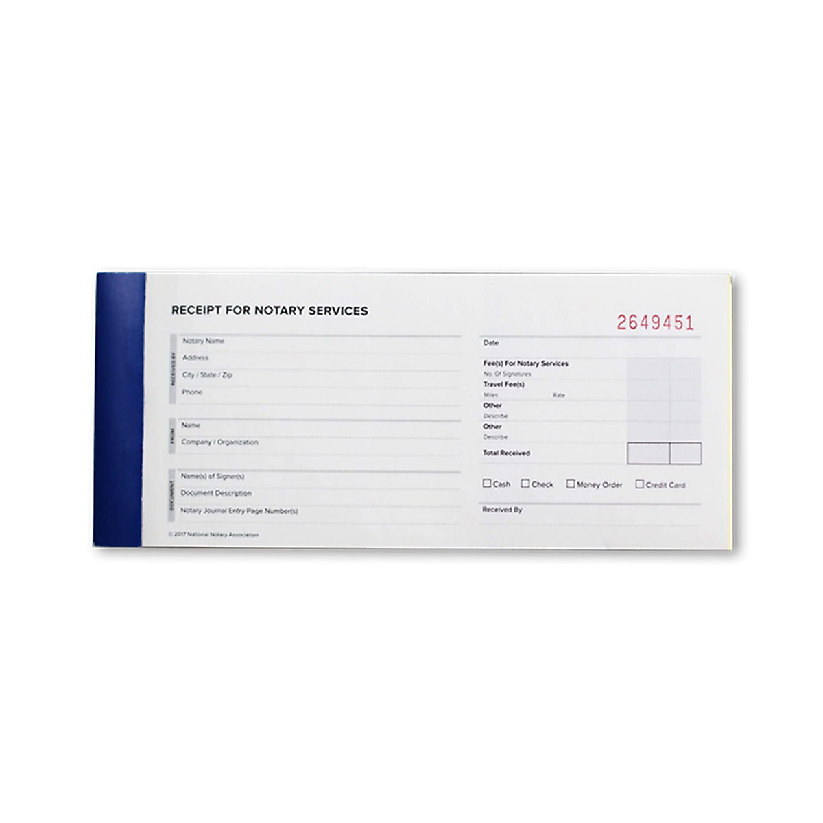 National Notary Association Notary Receipt Book – includes 50 Two-Part Carbonless Receipt Forms – Compact Receipt Book for Notaries – 8-5/8" W x 3-11/16"