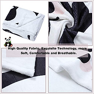 Jurllyshe Panda Throw Blanket Panda Plush Sherpa Fleece Blanket Panda Gifts for Girls Soft Warm Fuzzy Pandas Stuffed Animal Blankets for Kids or Adults All Seasons (Cute Panda, 50 x 60 Inch)
