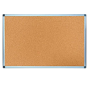 BIBOC Cork Bulletin Board,Felt Board, Pin Board, Notice Board, Memo Board for Homes or Offices,18 X 24 Inches, Silver Aluminium Frame