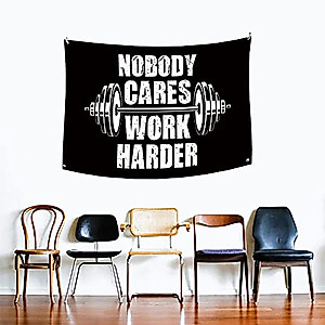 Nobody Cares Work Harder Flag Banner, 3x5 ft Fade Resistant Garden Flag for Yard Parade House Party Home Outdoor and Indoor Decor (Nobody)