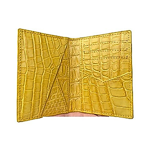 Double side Yellow Crocodile Alligator leather skin Credit Cardholder, leather credit cardcase, leather creditcard cover