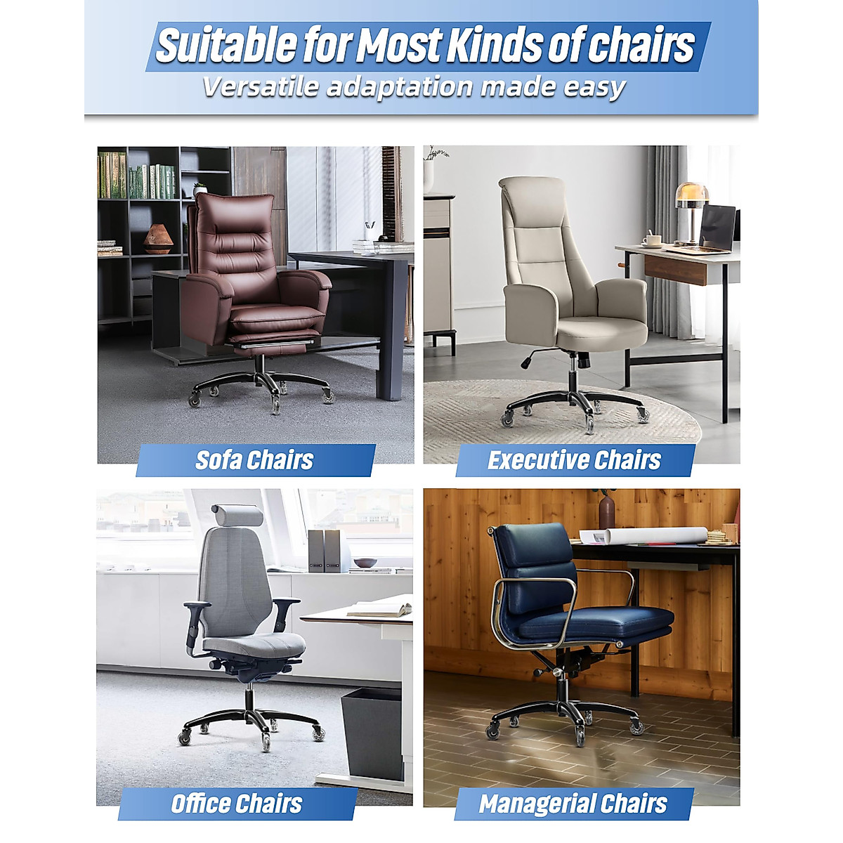 Sytopia 28" Heavy Duty Office Chair Base Replacement with Wheels (Set of 5), Metal Desk Chair Base