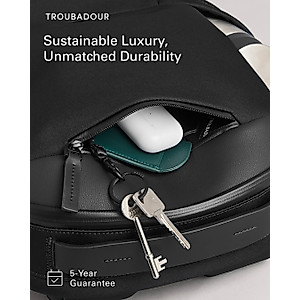 Troubadour Apex Compact Backpack 3.0 - Premium Waterproof Laptop Backpack Fits Up to 16" - Ergonomic Design for Work and Travel - Stylish Compact Backpack with 5-Year Guarantee - Black