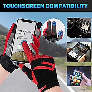 FIORETTO Mountain Bike Gloves for Men Women Motorcycle Cycling Gloves with 5MM SBR Pad Touch Screen Knuckle Protection Motocross Gloves for BMX ATV MTB Racing