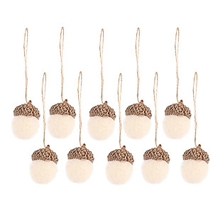 Baluue 10pcs Felt Acorn Bunches Christmas Pom Pom Christmas Hanging Pine Cones Lifelike Acorns Wool Felt Acorns Felted Wool Acorn Fall Tree Ornaments Fall Ornaments Autumn White Party Bag