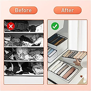 Wardrobe Clothes Organizer for Drawers, New Version Foldable Cube Organizers for/Wardrobe/Closet/Drawer, Sturdy Fabric Storage Basket Cube with Built-in Boards, Closet Organizers,Grey