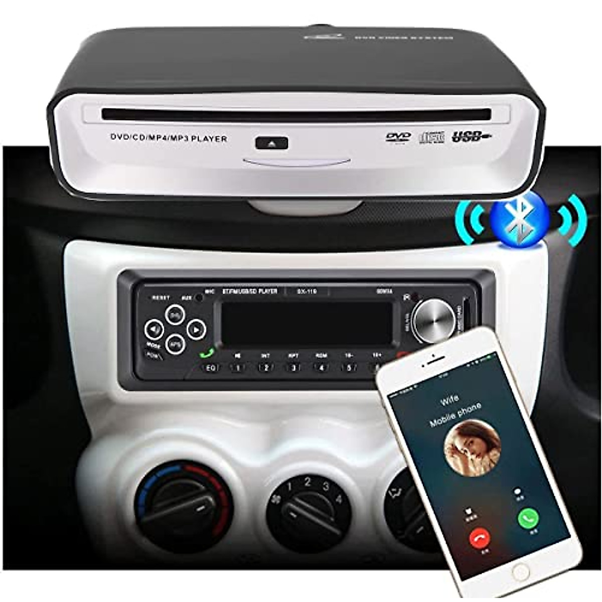 Portable Car CD Player | External USB Vehicle CD Player for Car Android Navigation Plug and Play (for Android 4.4 and Above System Only)