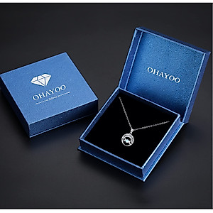 OHAYOO Triple Moon Goddess Necklace 925 Sterling Silver Celtic Moonstone Pendant Necklace Triple Moon Goddess Jewelry for Women