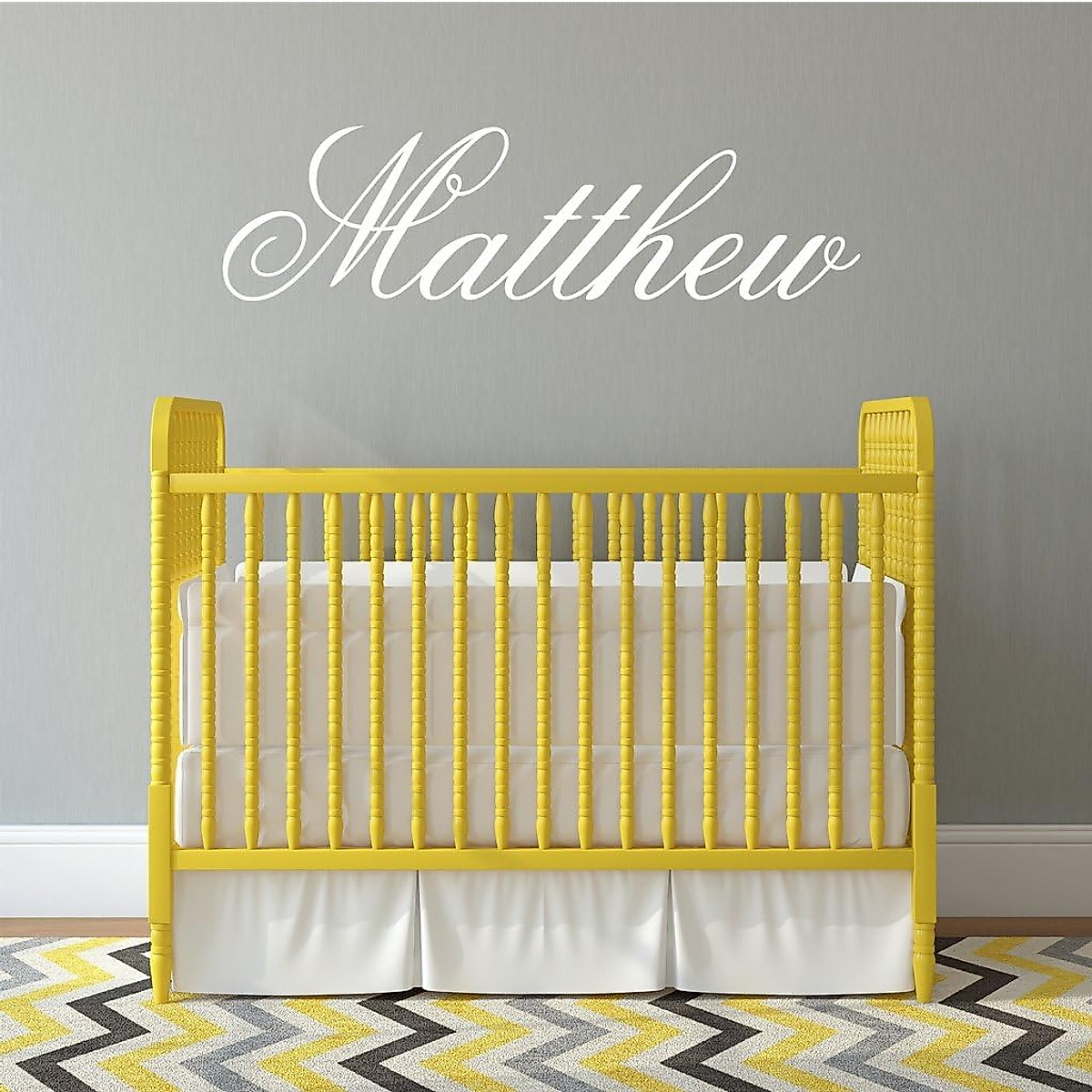 Boys Nursery Personalized Custom Name Vinyl Wall Art Sticker, Name 28" W, Boy Name Decal, Boys Name, Nursery Name, Boys Name Decor Wall Decals, Boy's Bedroom, Plus Free 12" White Hello Door Decal